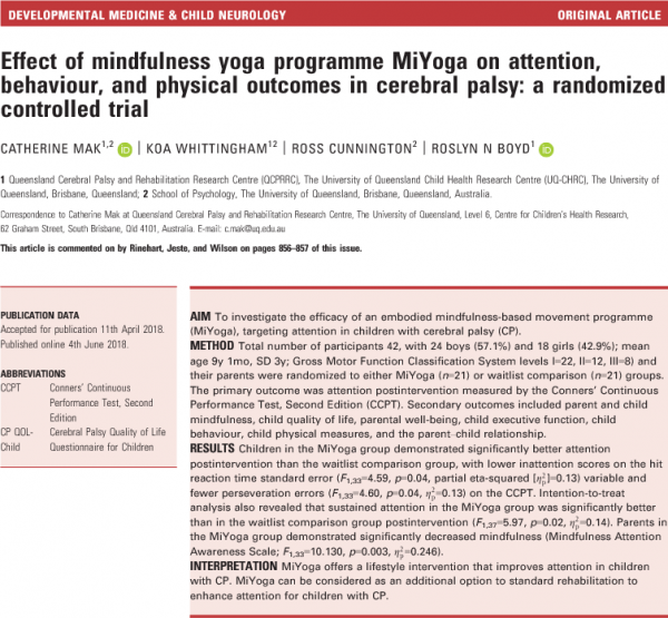 Effect of mindfulness yoga programme MiYoga on attention, behaviour, and physical outcomes in ...